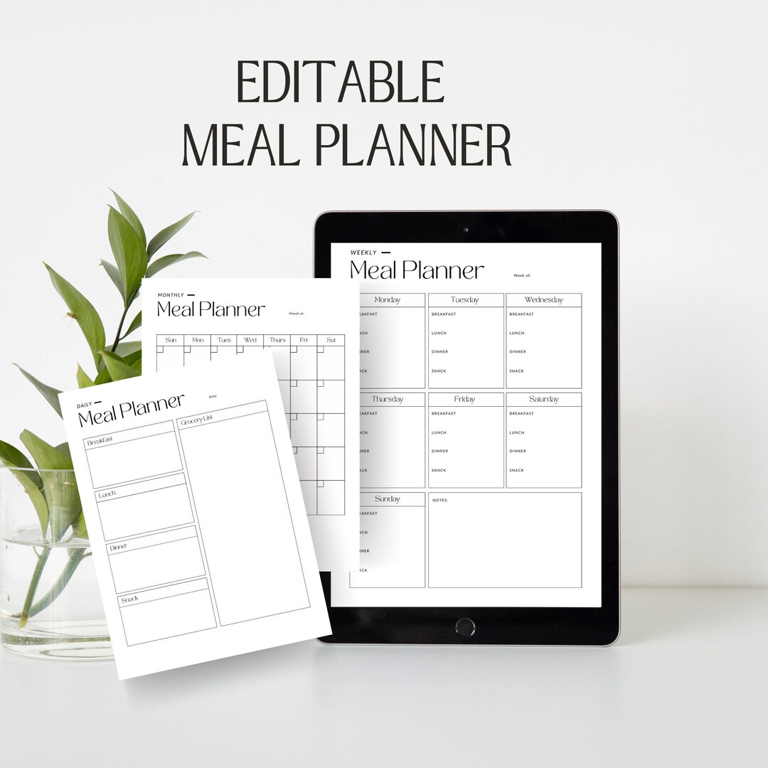 Printable,weekly Meal Planner,simple Minimalist,family Food Planner ...