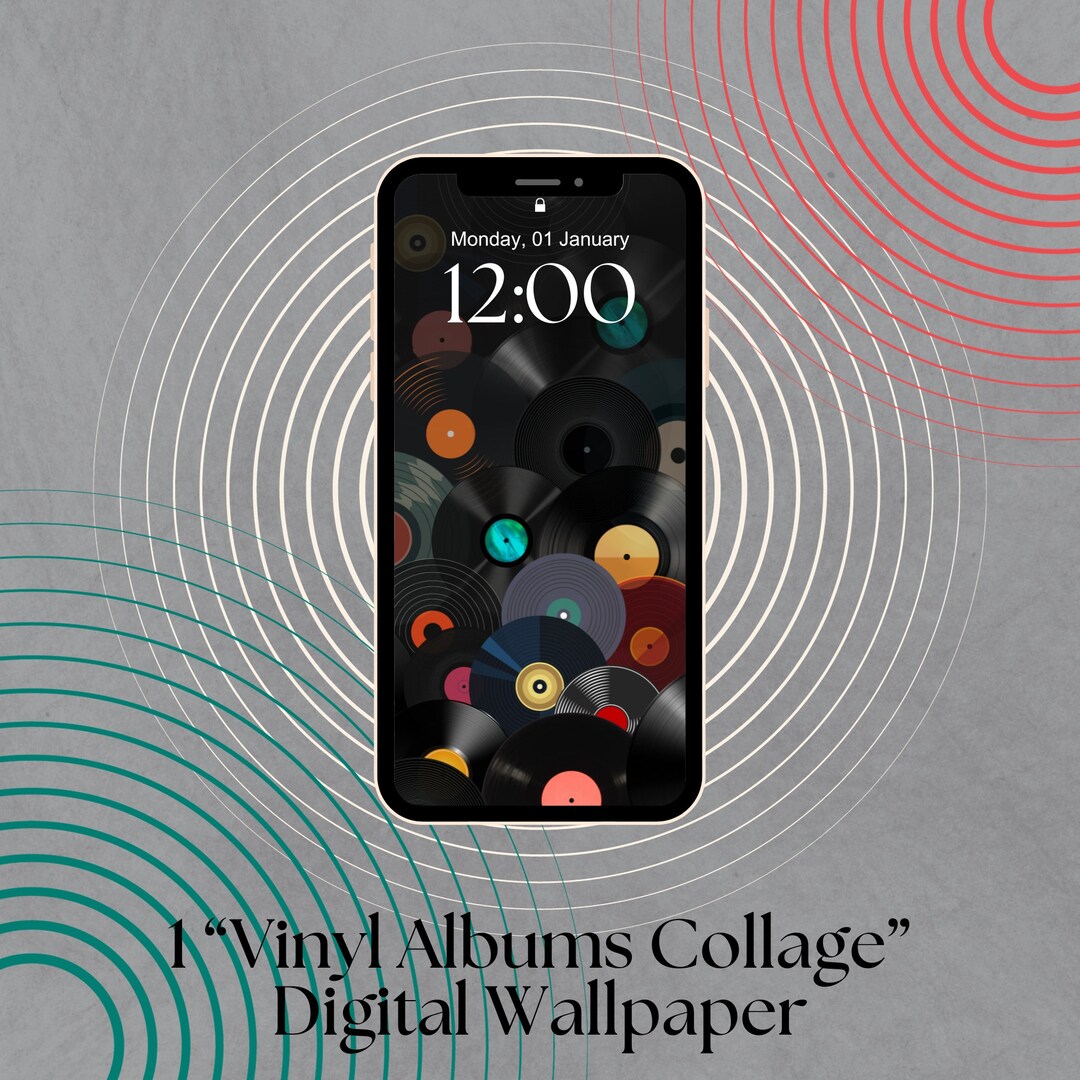 Vinyl Albums Collage iPhone Wallpaper | Digital Download | Phone ...
