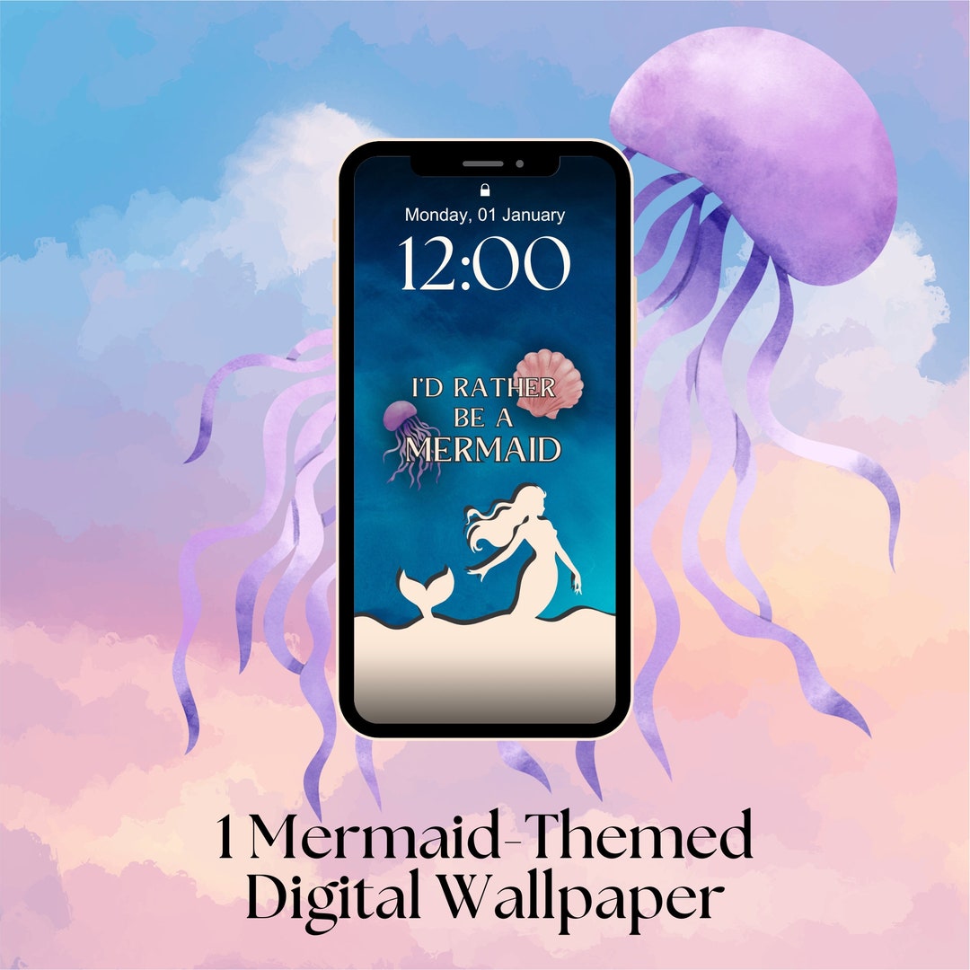 Mermaid Themed iPhone Wallpaper | Digital Download | Cute Phone ...