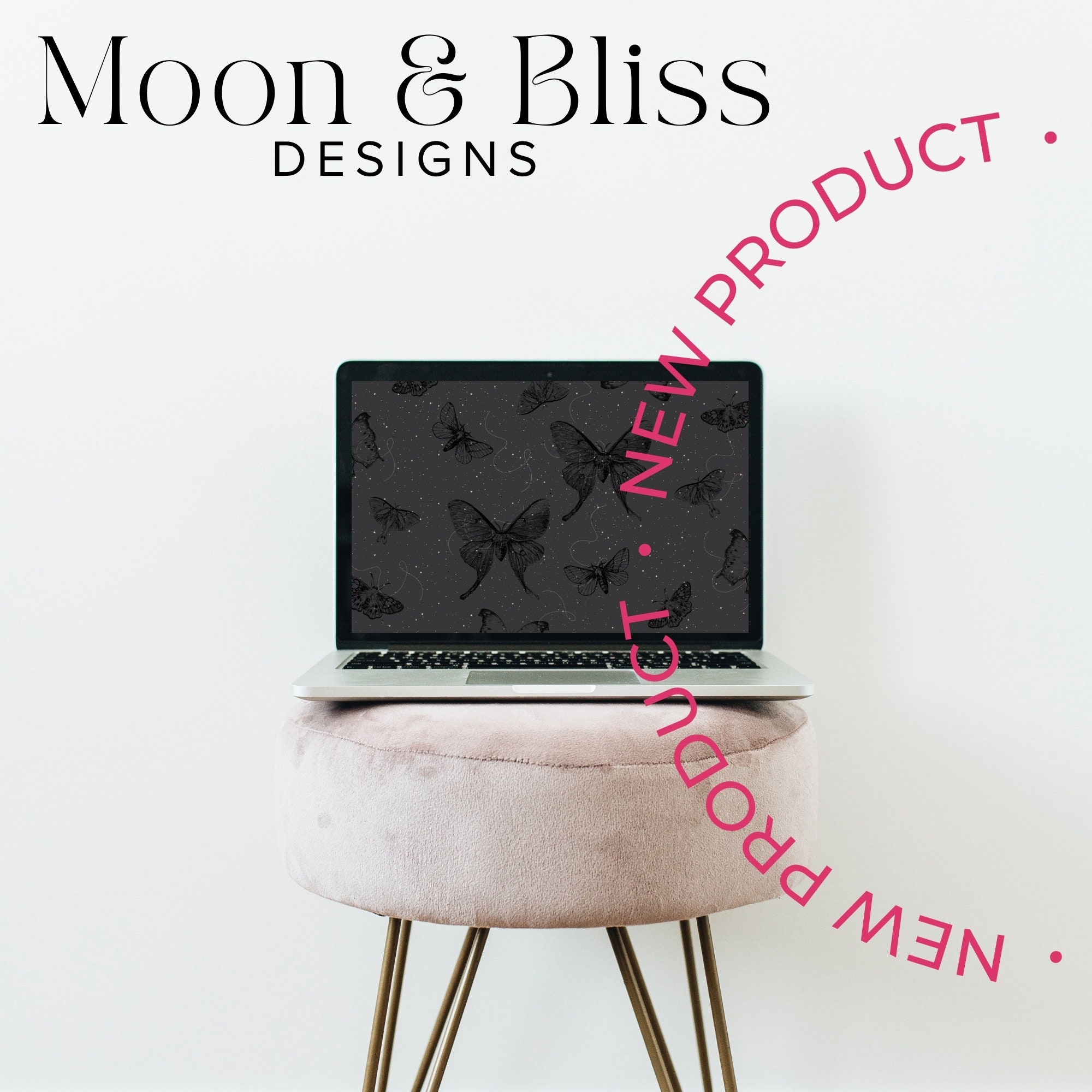 Grey Moth & Butterfly Desktop/laptop Wallpaper | Digital Download ...