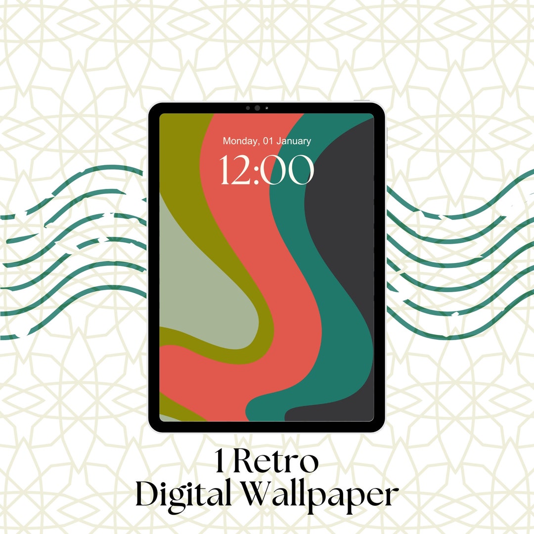 Colourful Retro iPad Wallpaper | Digital Download | Tablet Background ...
