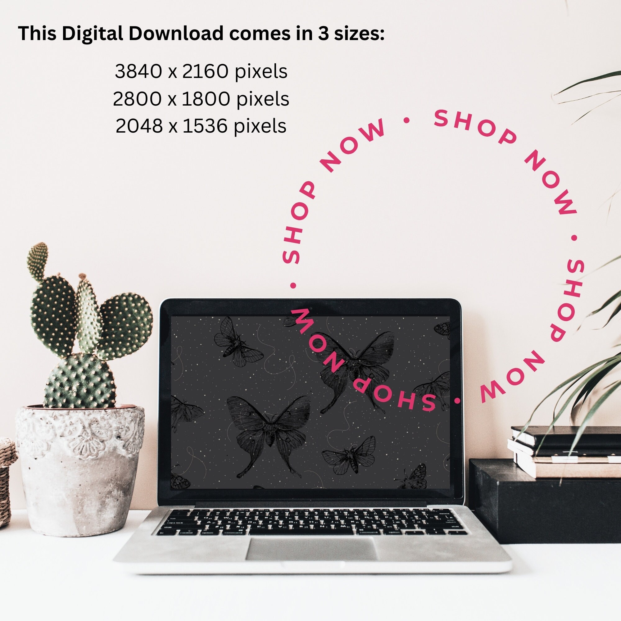 Grey Moth & Butterfly Desktop/laptop Wallpaper | Digital Download ...