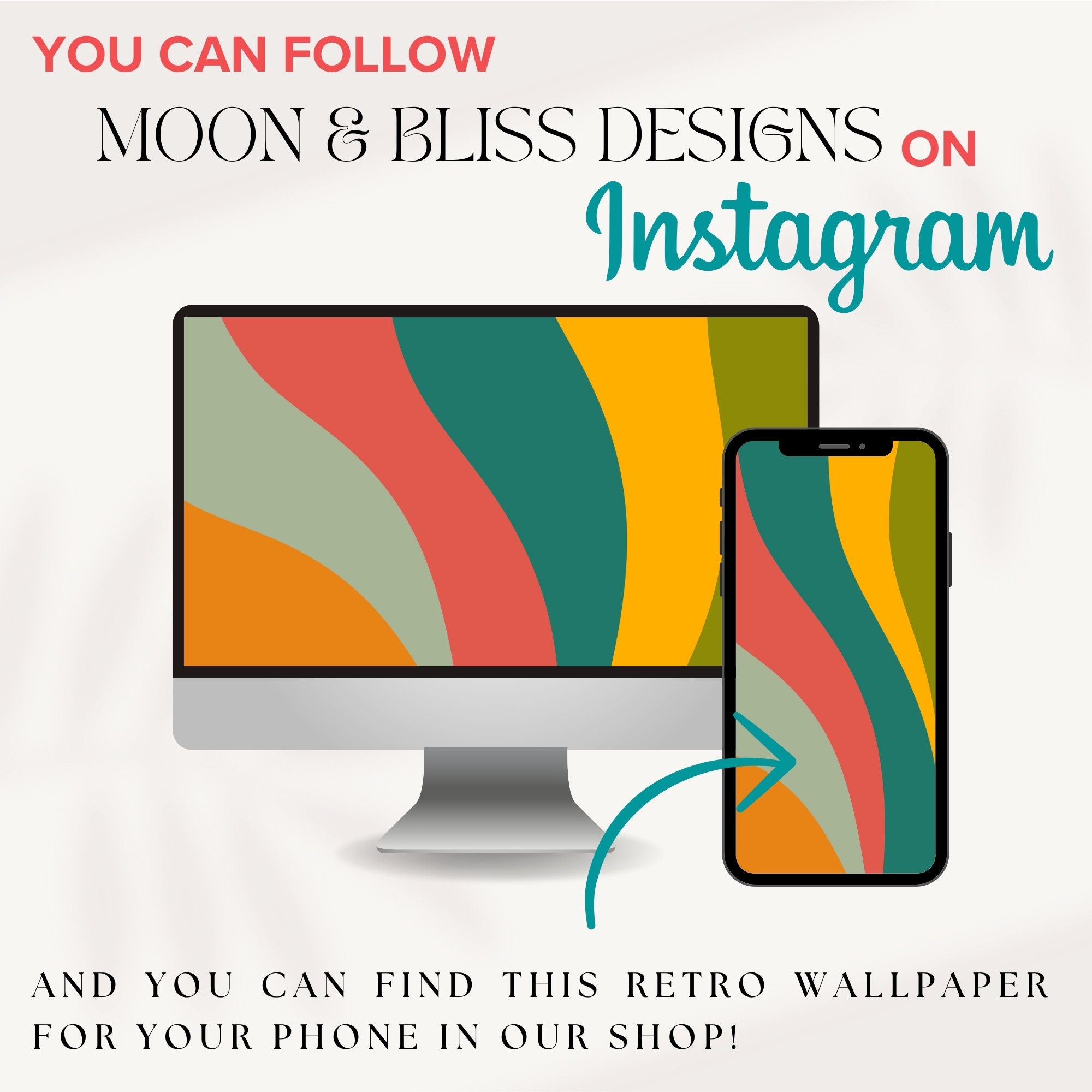 Colourful Retro Desktop/laptop Wallpaper | Digital Download | Computer ...