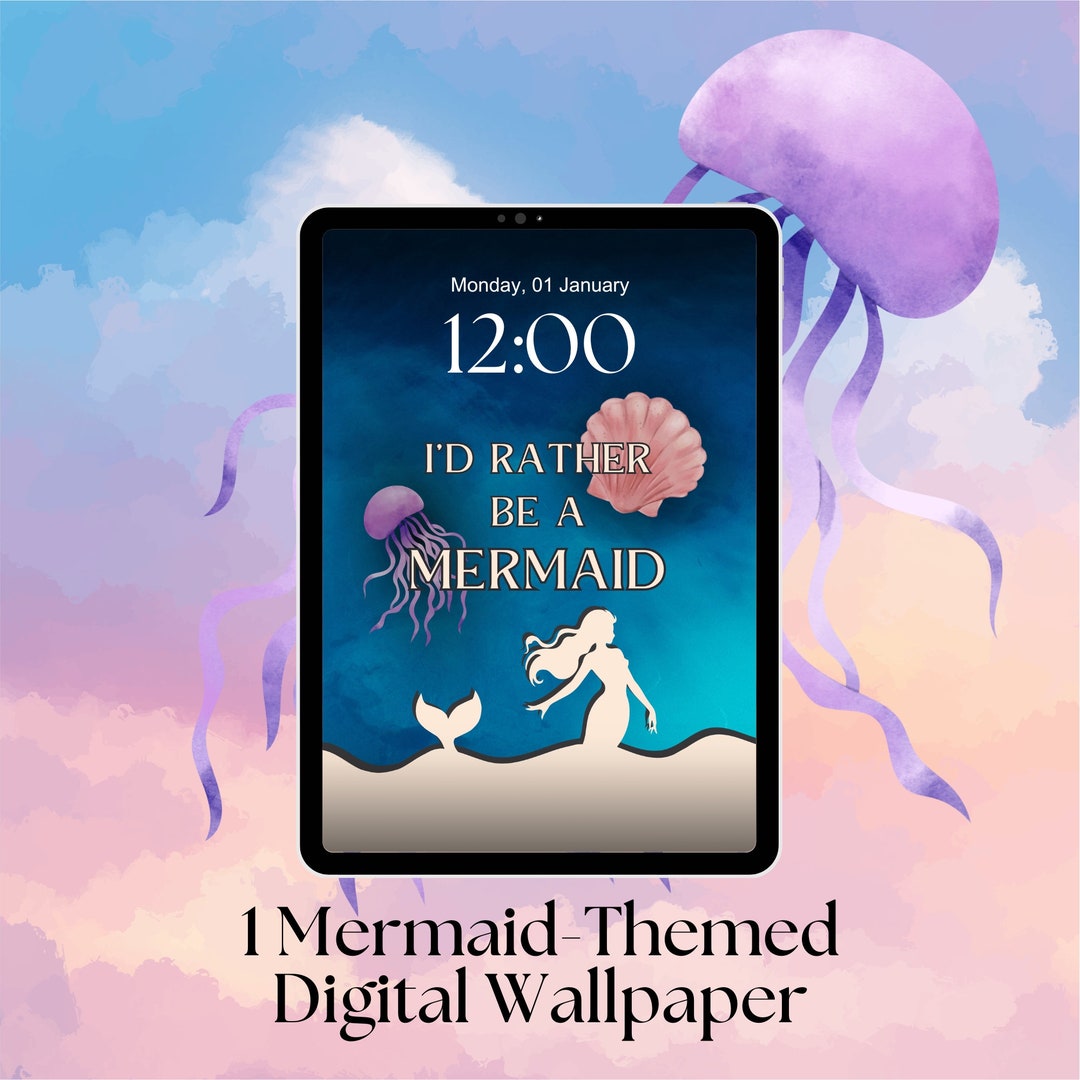 Mermaid Themed iPad Wallpaper | Digital Download | Tablet Aesthetics ...