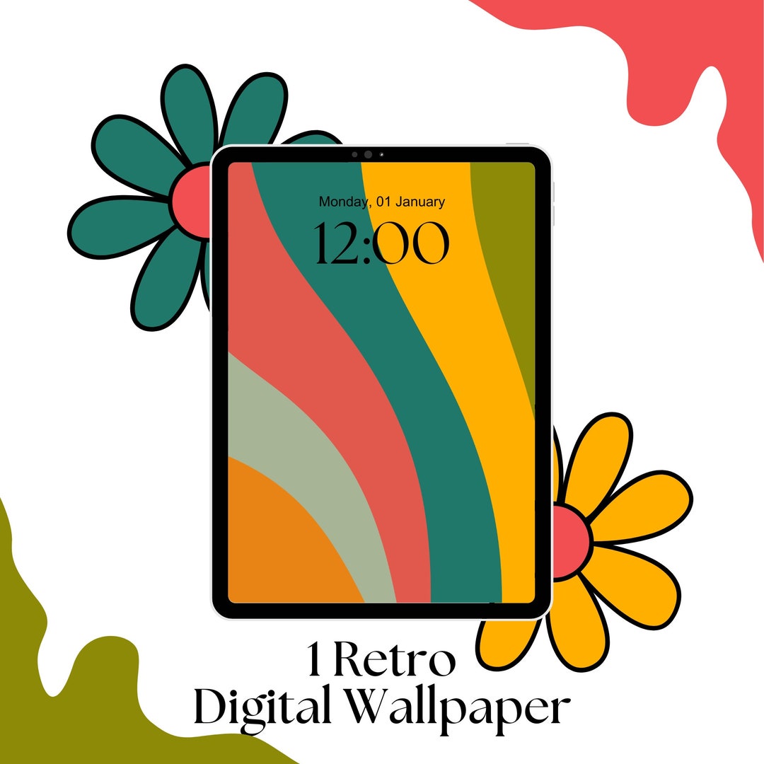 Colourful Retro iPad Wallpaper | Digital Download | Tablet Background ...