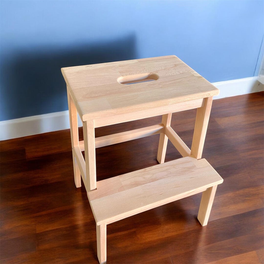Handmade Stepped Wooden Stool, Multipurpose Durable Decorative Stool ...