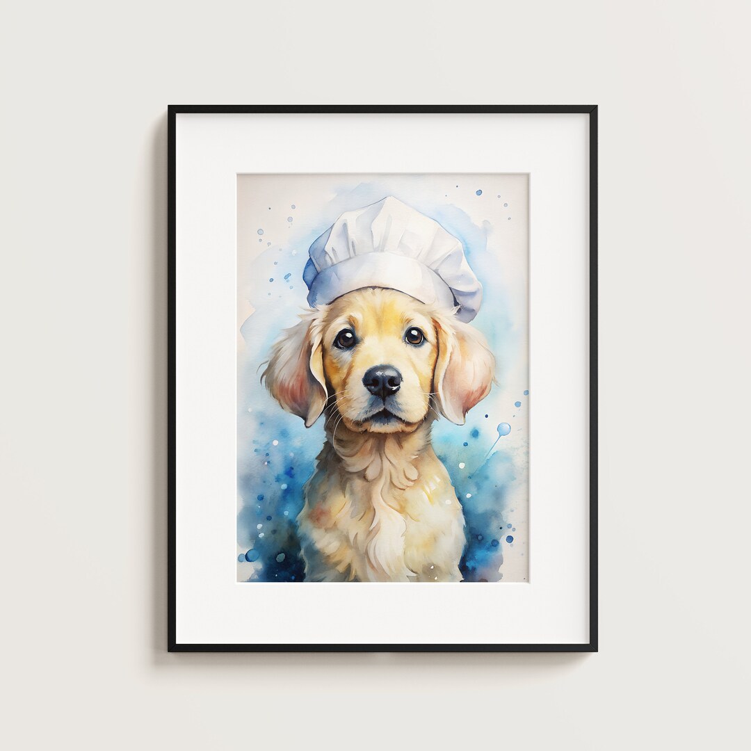 Custom Pet Chef, Dog Portrait, Pet in the Kitchen, Personalised Chef ...