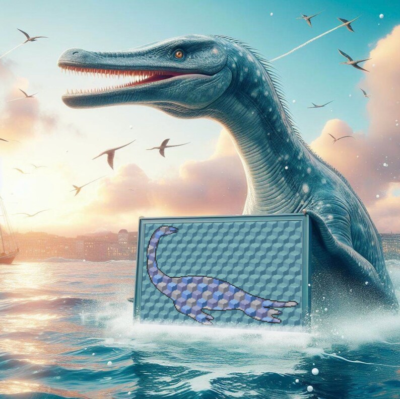 Dino “casper” Plesiosaur Cross Stitch Pattern (PDF) - Dinosaur Series ...