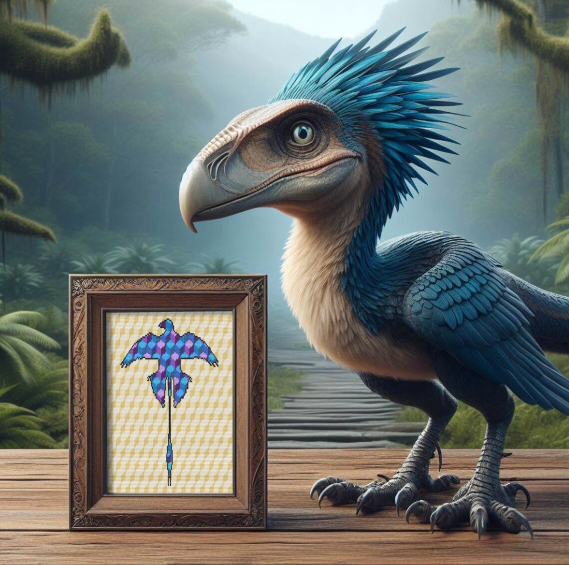 Dino “meilin” Microraptor Cross Stitch Pattern (PDF) - Dinosaur Series - Etsy