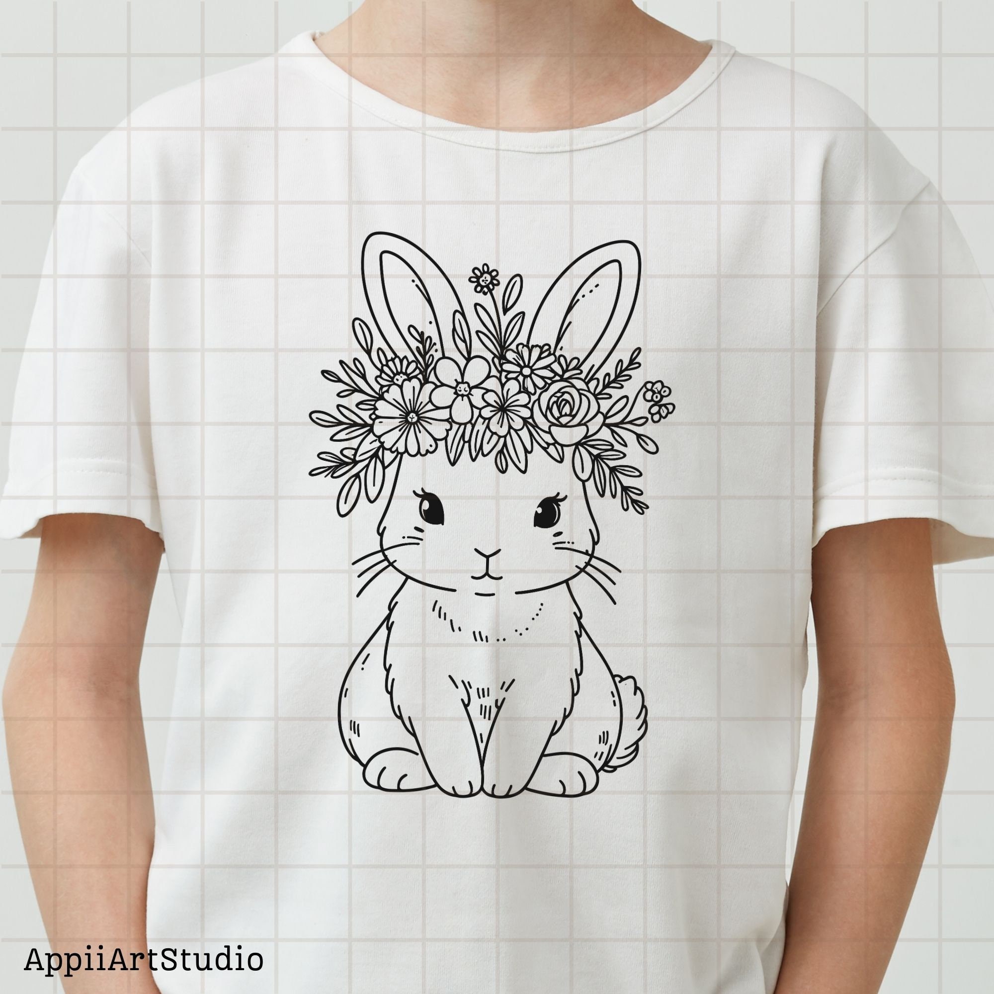 Bunny With Flower Crown SVG, Wildflower Rabbit Png, Easter Bunny Png ...