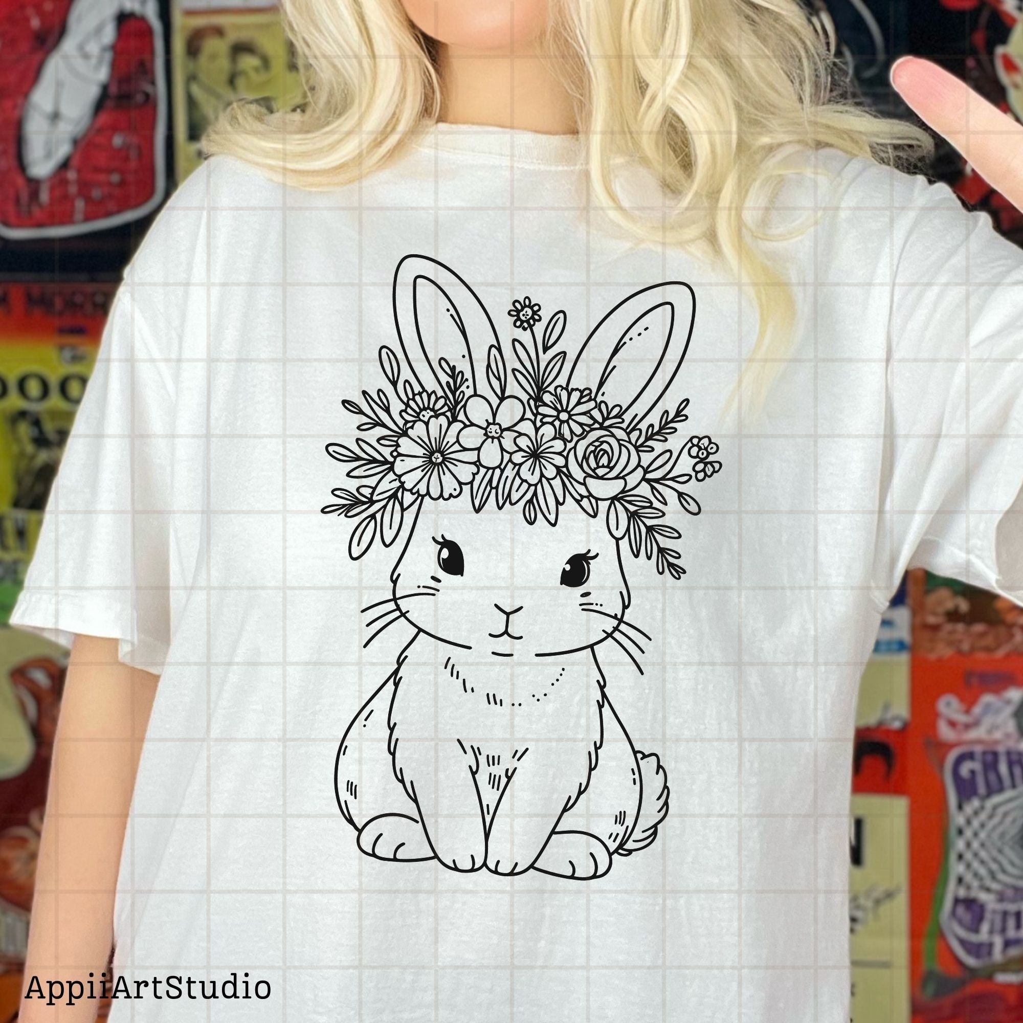 Bunny With Flower Crown SVG, Wildflower Rabbit Png, Easter Bunny Png ...