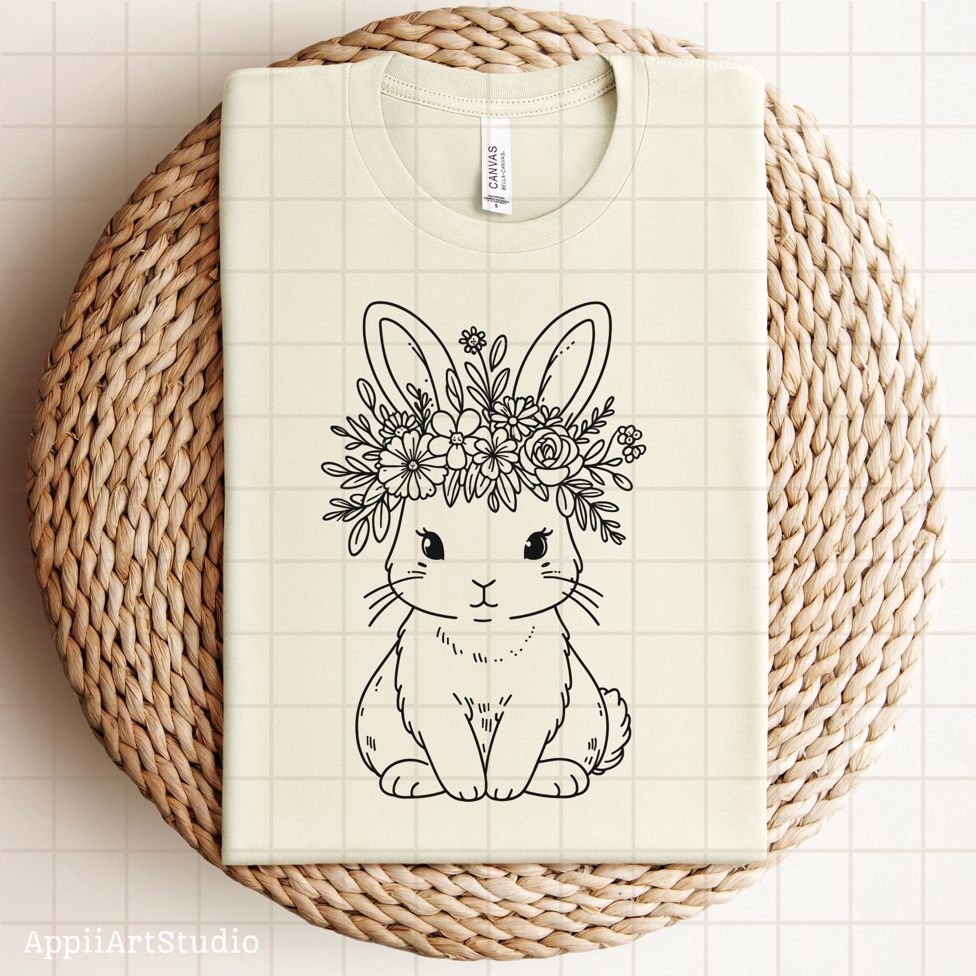 Bunny With Flower Crown SVG, Wildflower Rabbit Png, Easter Bunny Png ...