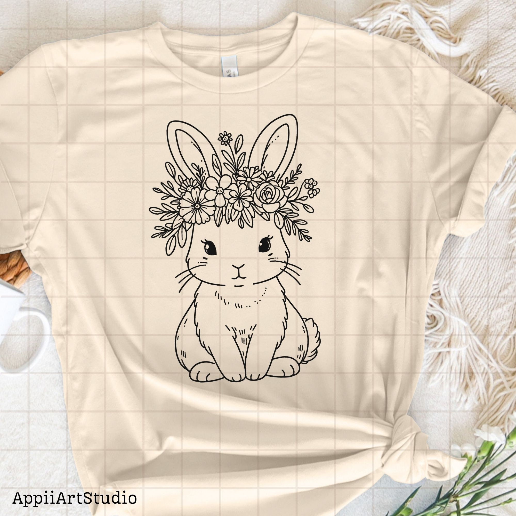 Bunny With Flower Crown SVG, Wildflower Rabbit Png, Easter Bunny Png ...