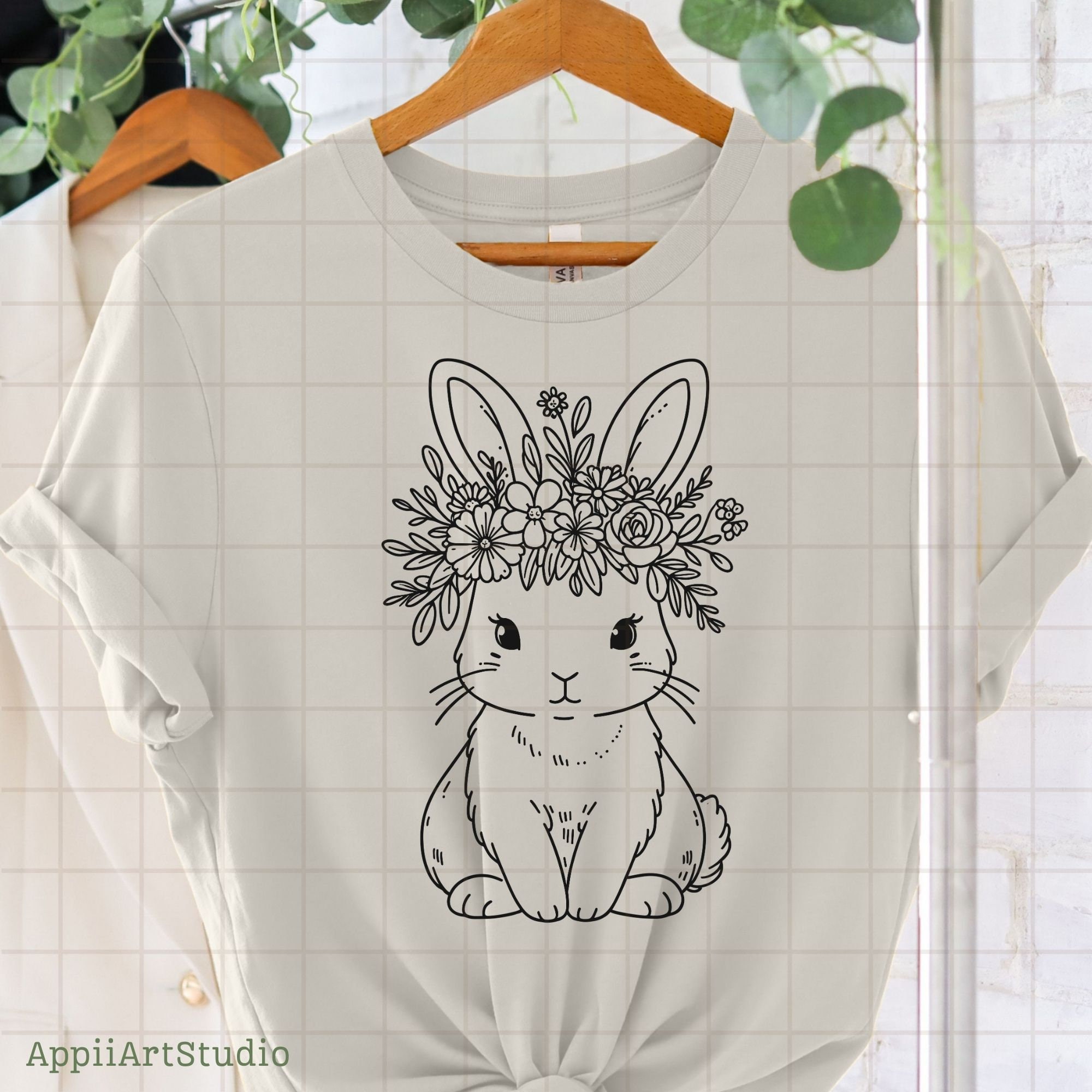 Bunny With Flower Crown SVG, Wildflower Rabbit Png, Easter Bunny Png ...