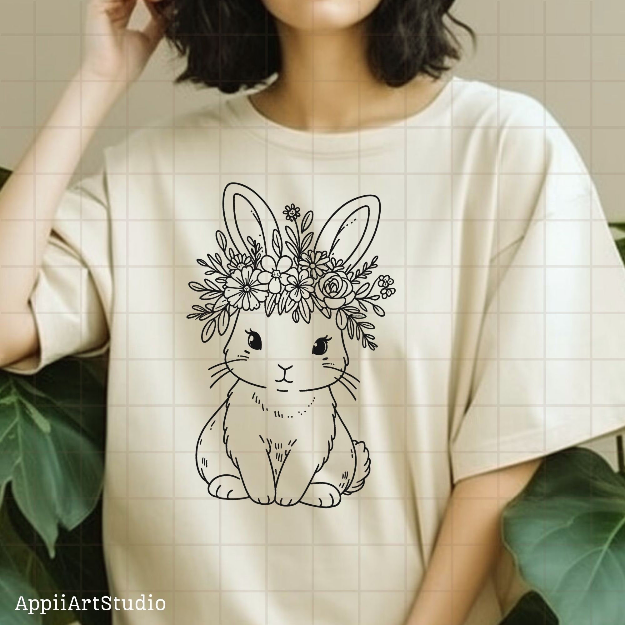 Bunny With Flower Crown SVG, Wildflower Rabbit Png, Easter Bunny Png ...