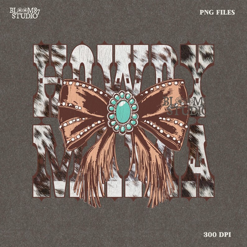 Howdy Mama Western PNG – Cow Print & Fringe Bow, Western Mother’s Day ...
