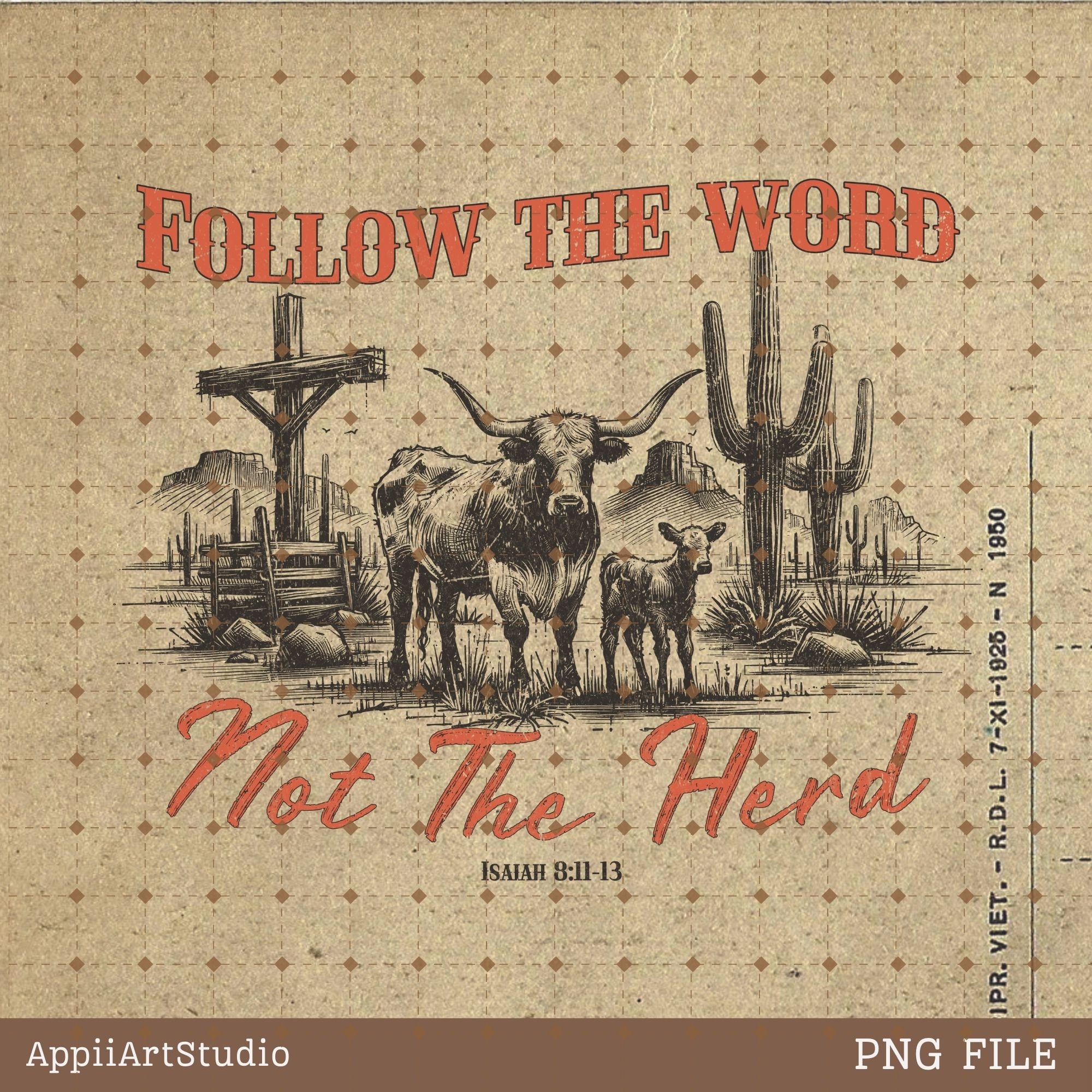 Follow the Word, Not the Herd PNG, Longhorn Cow Desert Png, Sublimation ...