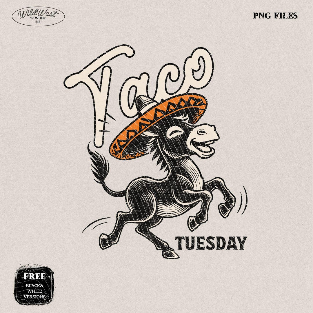 Taco Tuesday Donkey PNG Funny Mexican Fiesta Sombrero Taco Lover ...