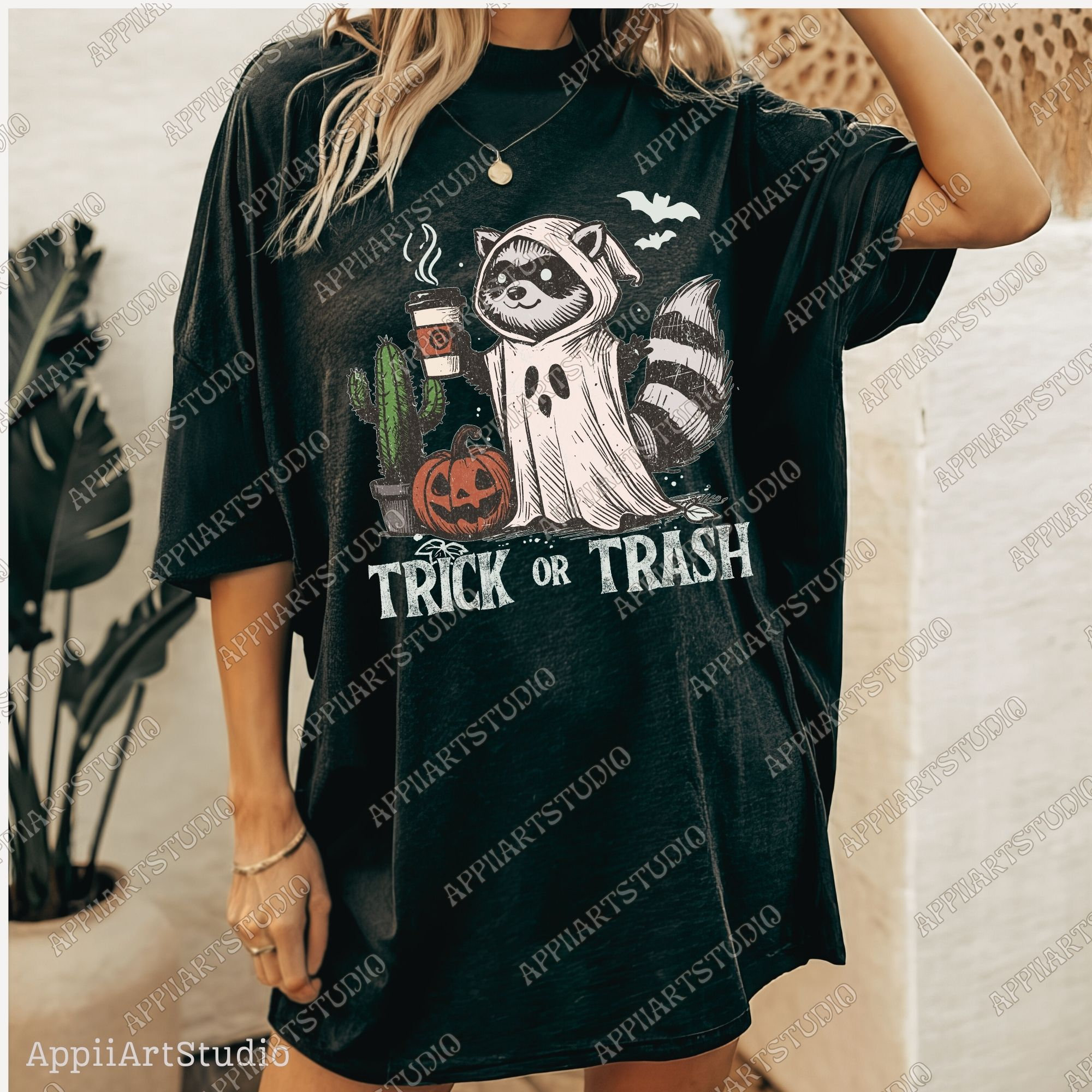 Trick or Trash Png, Funny Racoon Trash Panda Halloween Png, Spooky Png ...