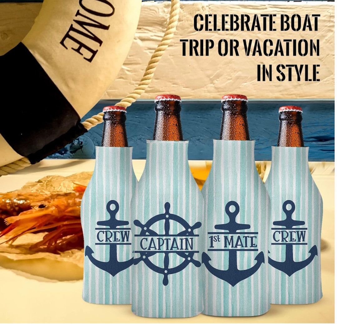 Captain Can Cooler SET of 4 | Nautical Gift Boat Gift Personalized Boat ...