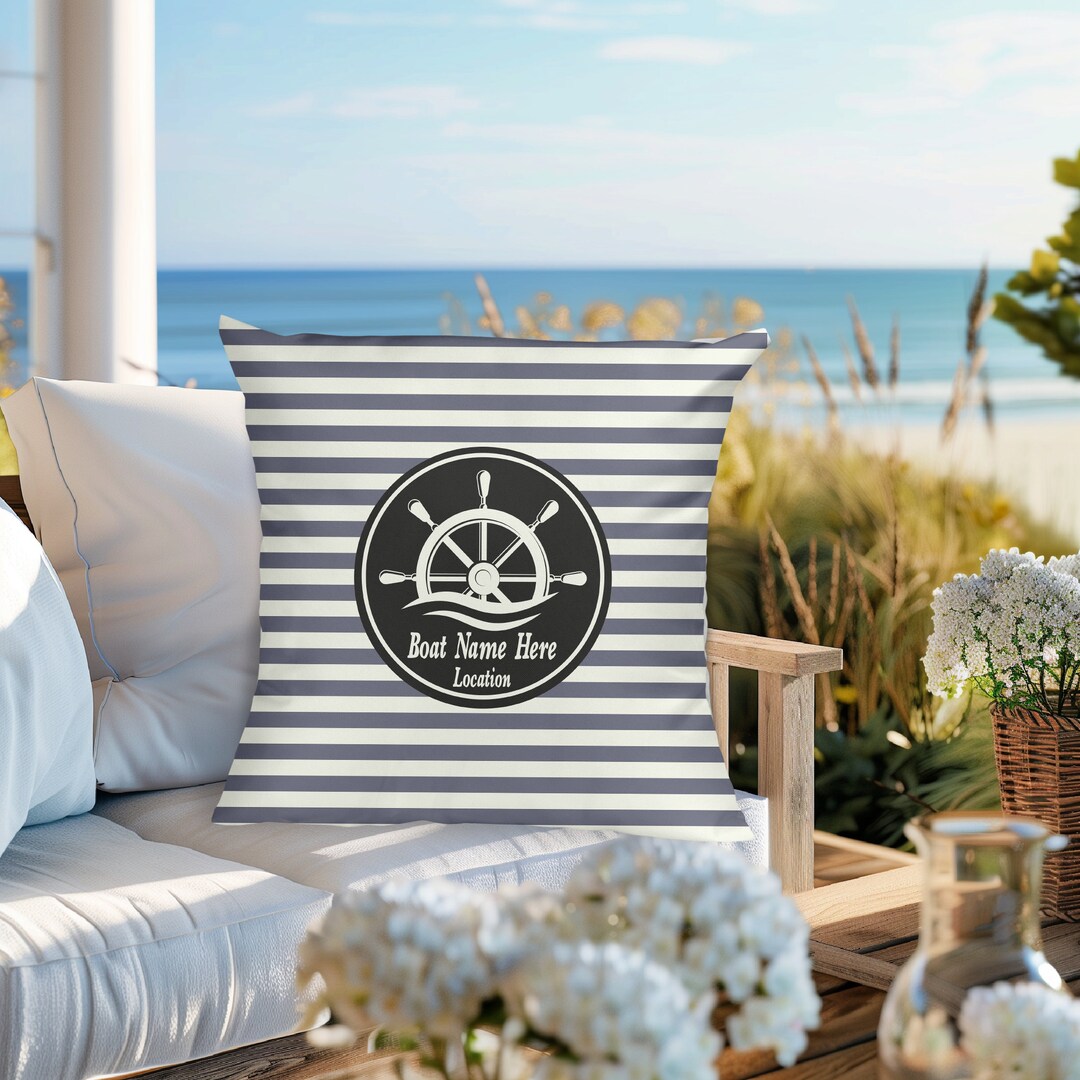 Personalized Boat Pillow Custom Boat Name Cushion Outdoor Pillow ...