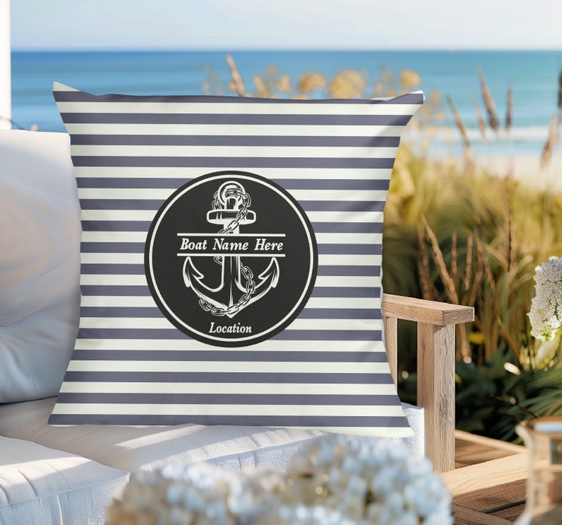 Personalized Boat Pillow Custom Boat Name Cushion Outdoor UV Water ...