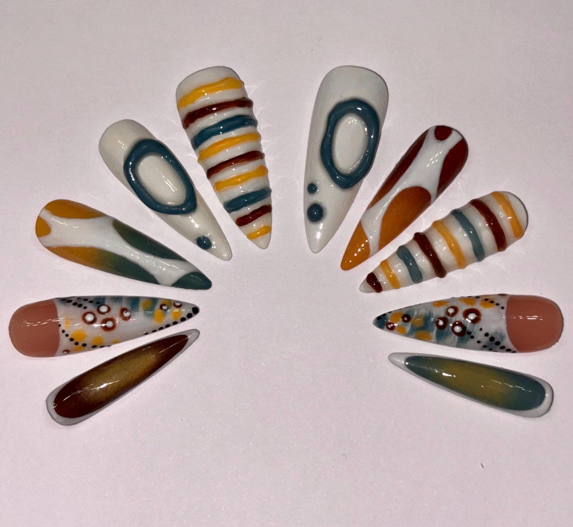 Abstract Summer Nails - Etsy