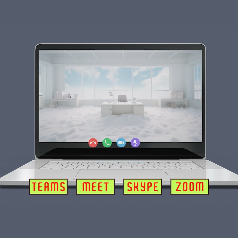 Virtual Background for Zoom Teams Skype Meet / Snowy Office / Online ...