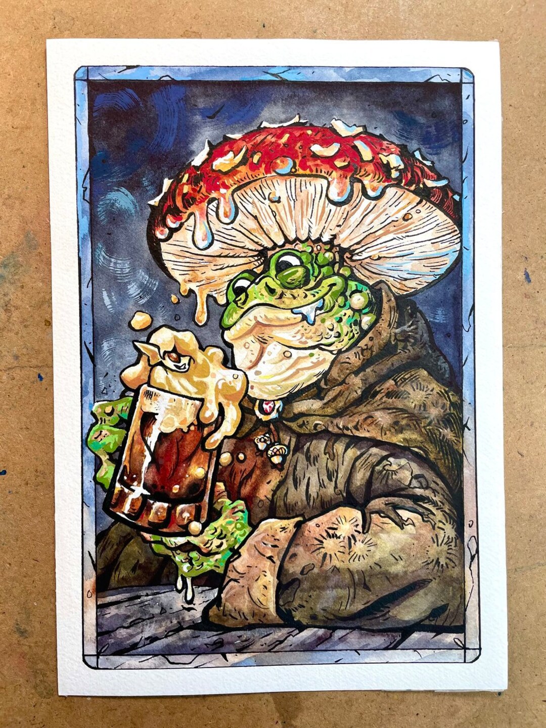 Original Ink and Watercolor Toad Painting - Painting Titled, "toad and ...