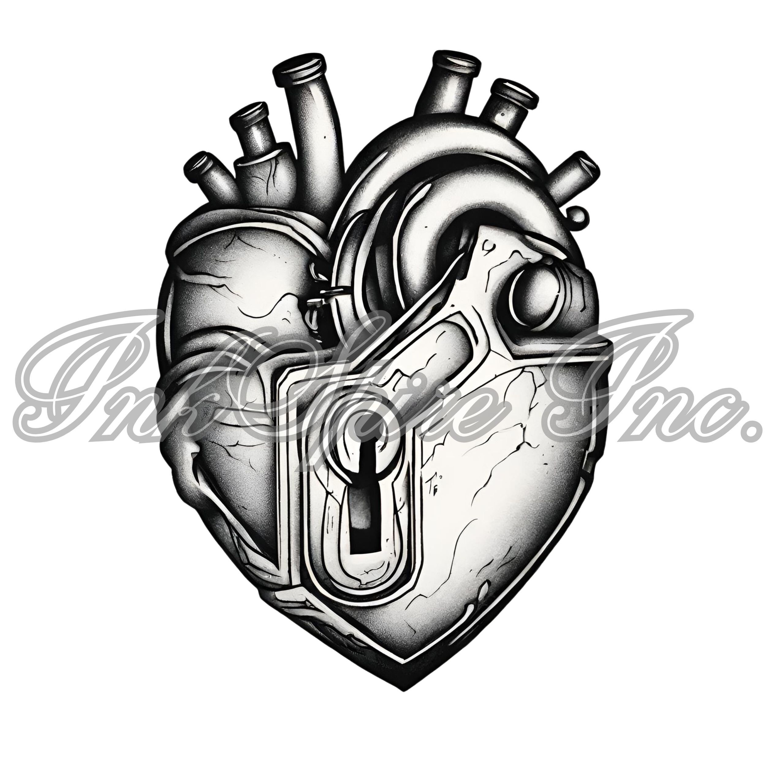 Mechanical Heart Tattoo, Clipart, Printable SVG | Digital Download - Etsy