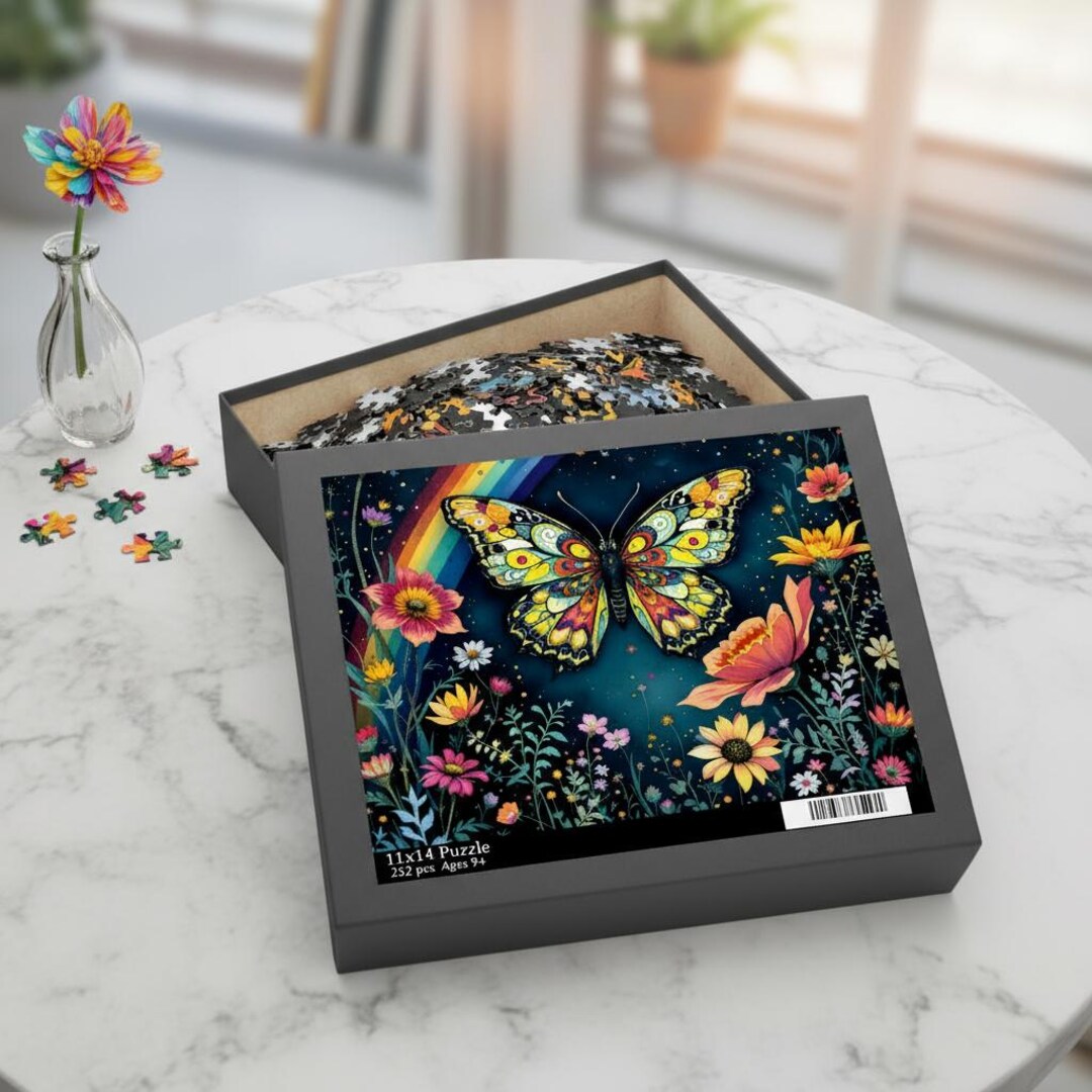 Butterfly Garden Puzzle, Floral Rainbow, Fun for Adults & Kids - Etsy
