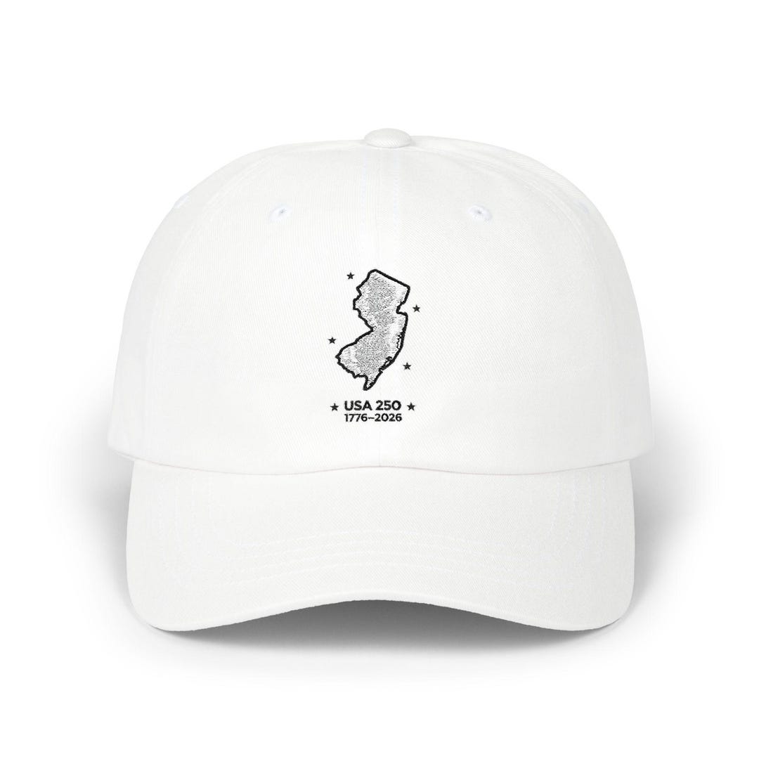 New Jersey Outline Dad Cap | NJ State Map Hat, USA 250 Anniversary ...