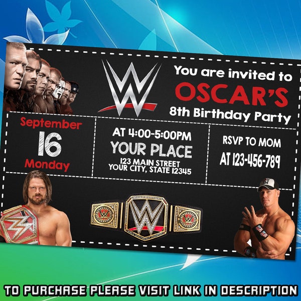 Wwe Birthday Invitations - Etsy