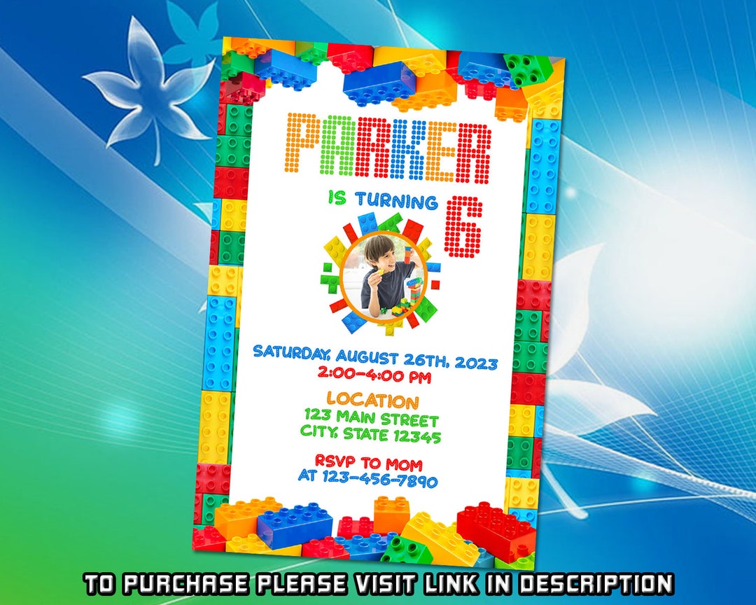 Building Blocks Birthday Invitation, Building Block Invitation ...