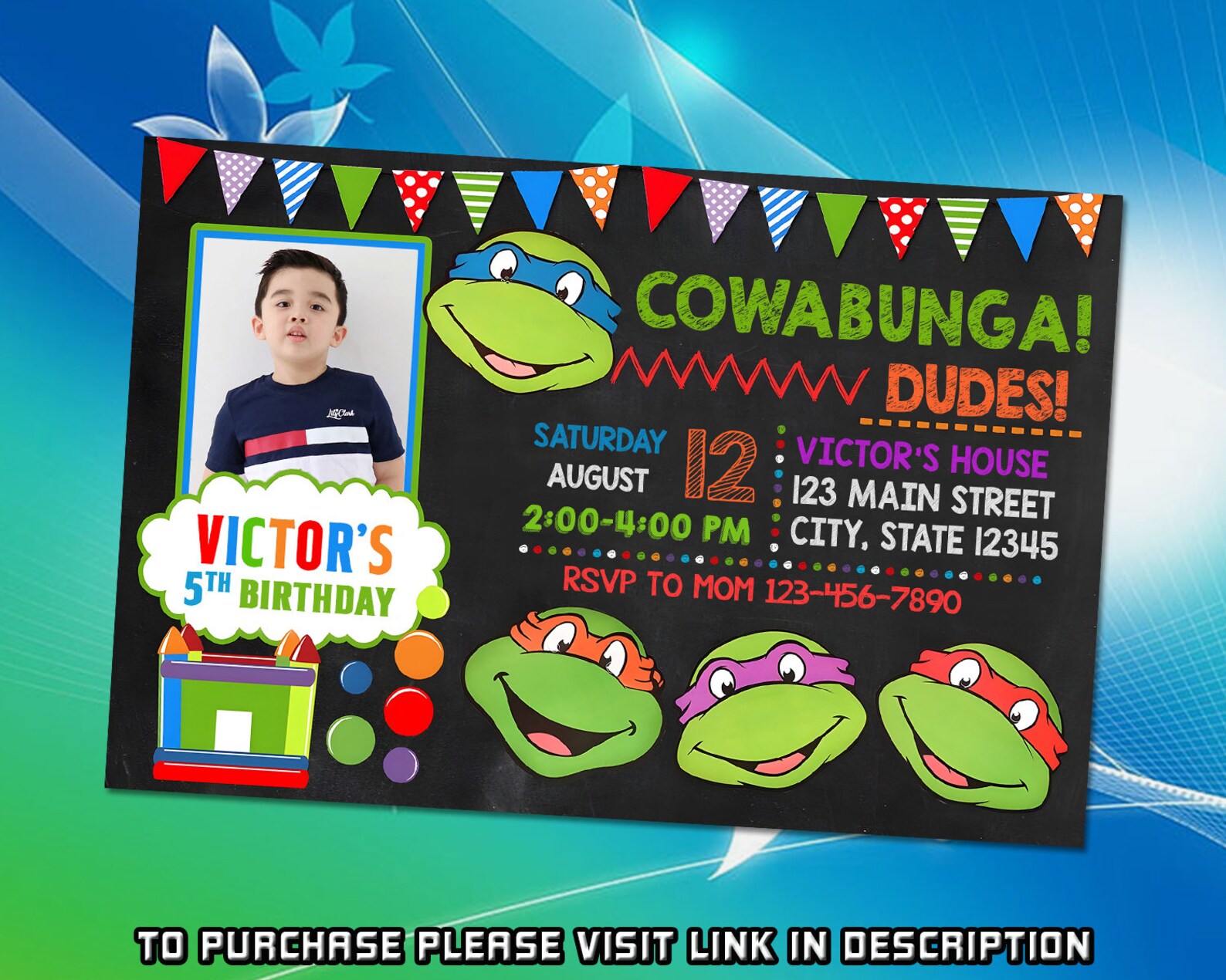 Editable Teenage Mutant Ninja Turtle Birthday Invitation, TMNT Birthday ...
