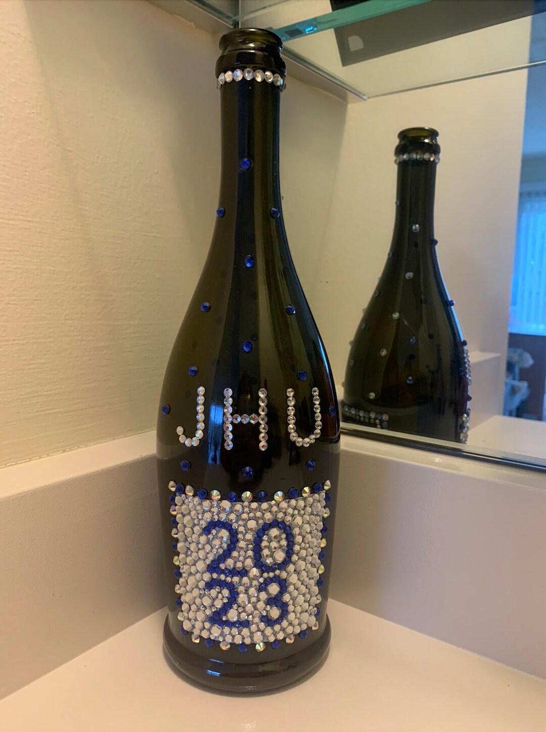 Customized Graduation Bedazzled Bottle - College - Bar Cart Decor ...