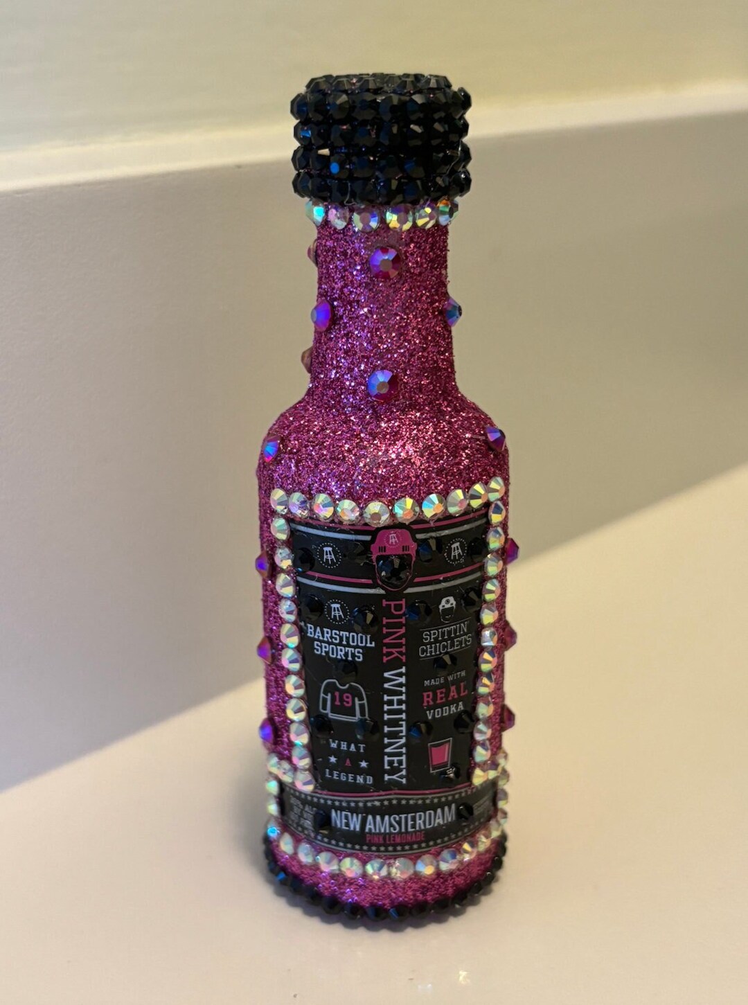 Bedazzled Pink Whitney Vodka Bottle: Bar Cart Decor - Etsy