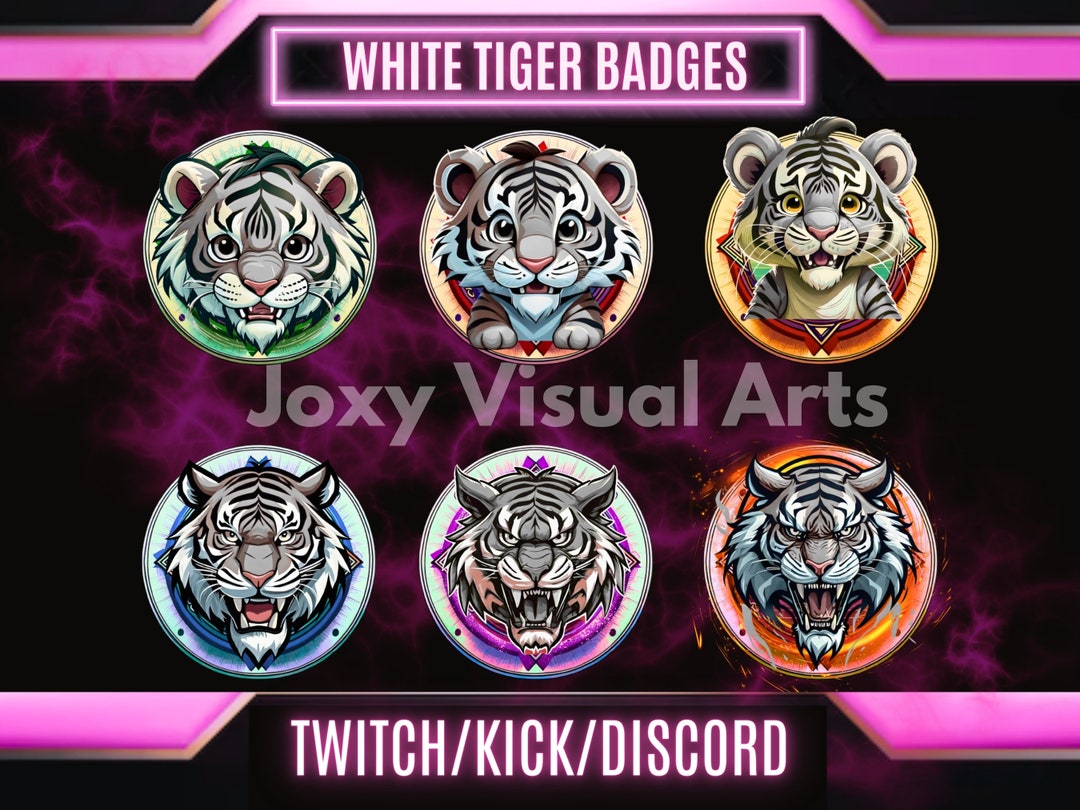 White Tigertwitch Badges, Bit Badges, Channel Points, Discord Badges ...