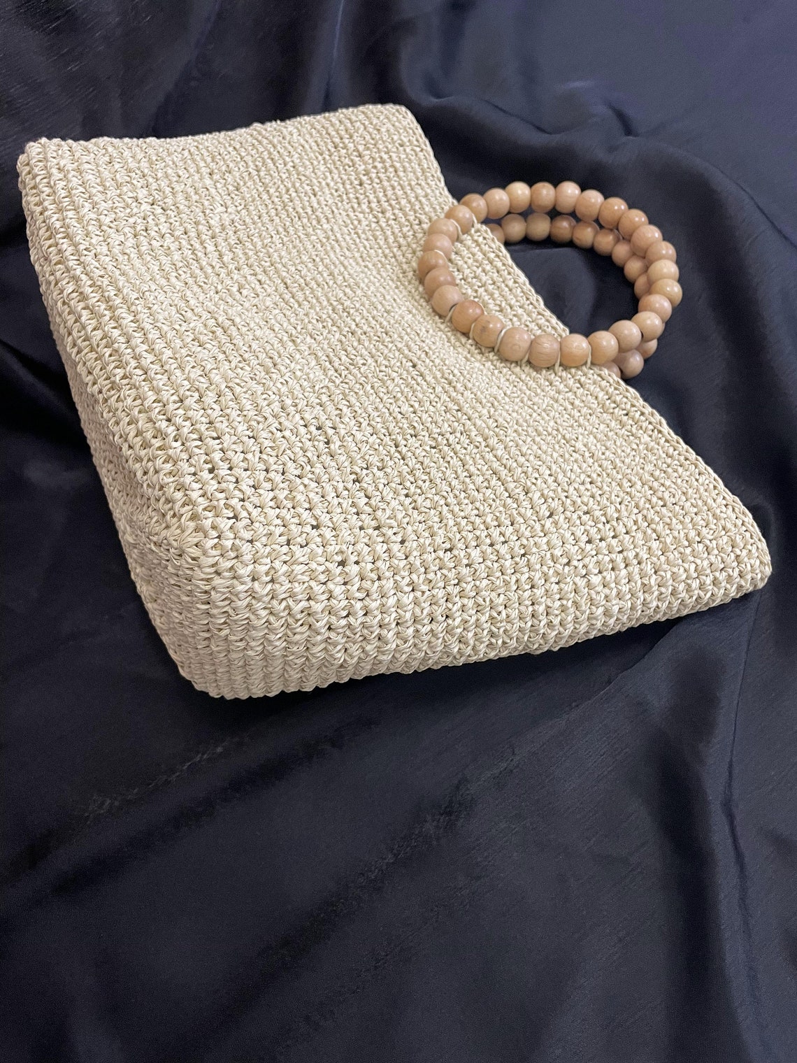 Straw Bag, Handmade Paper Rope Bag, Double Handle Bag, Beach Bag, Lined ...