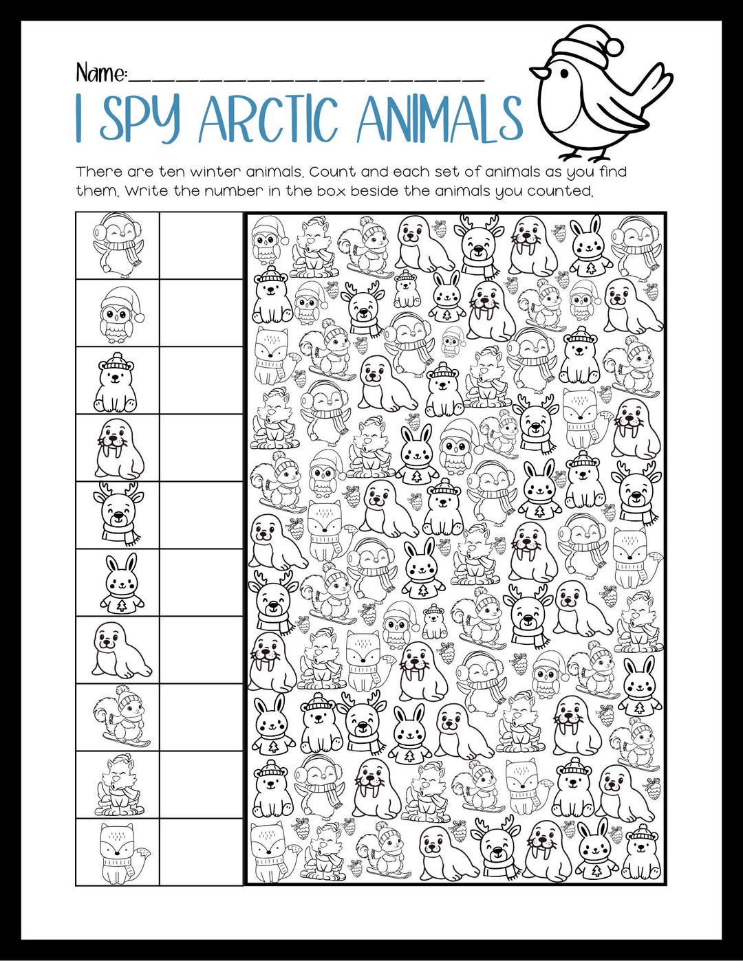 I Spy Arctic Animals Worksheet | Winter Activity | Classroom Printable ...