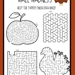 Thanksgiving Turkey Maze | Kids Printable Activity | Canva Pro Required ...
