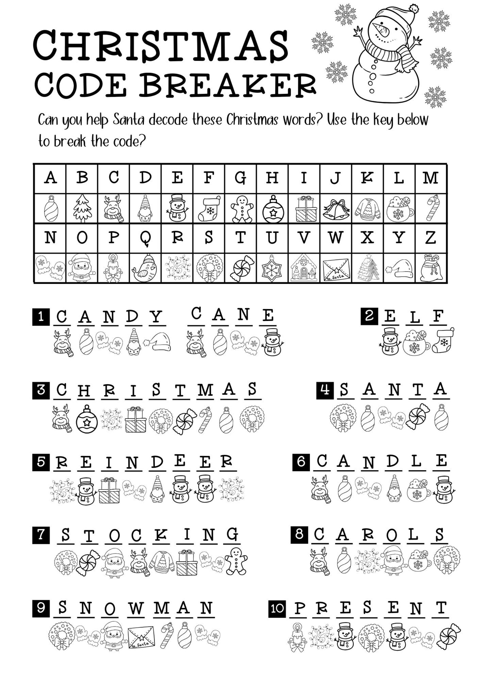 Christmas Code Breaker Worksheet | Holiday Decoding Activity | Canva ...