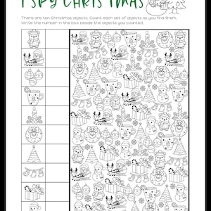 I-spy Christmas Worksheet | Find 10 Holiday Objects | Printable ...