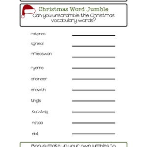 Christmas Word Scramble | Holiday Printable Puzzles (canva Template) - Etsy