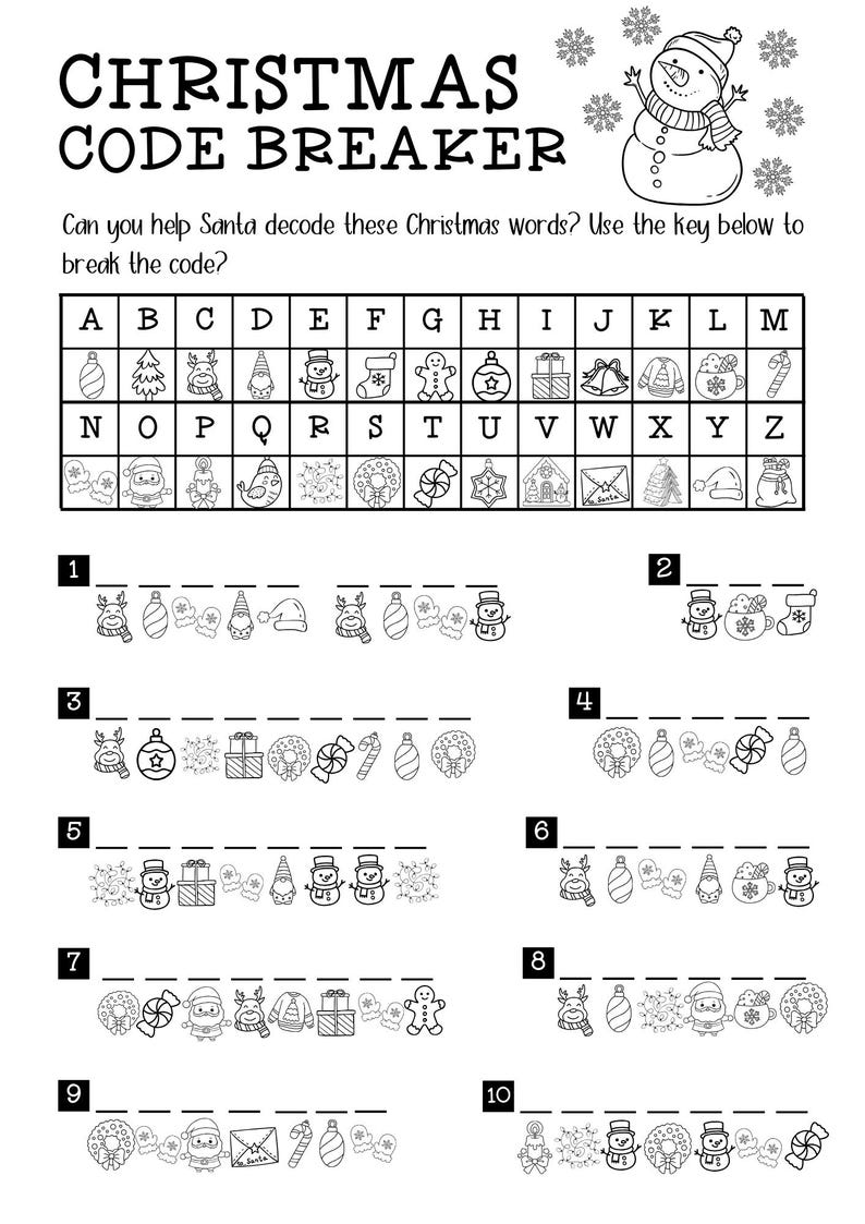 Christmas Code Breaker Worksheet | Holiday Decoding Activity | Canva ...
