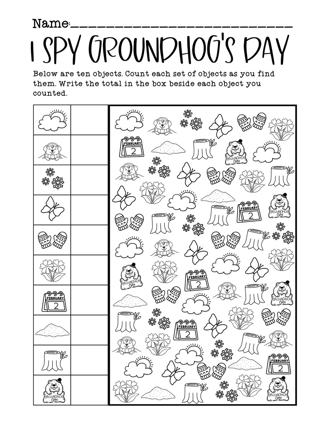 Groundhog Day I Spy Worksheet | February Classroom Activity (PDF Format ...