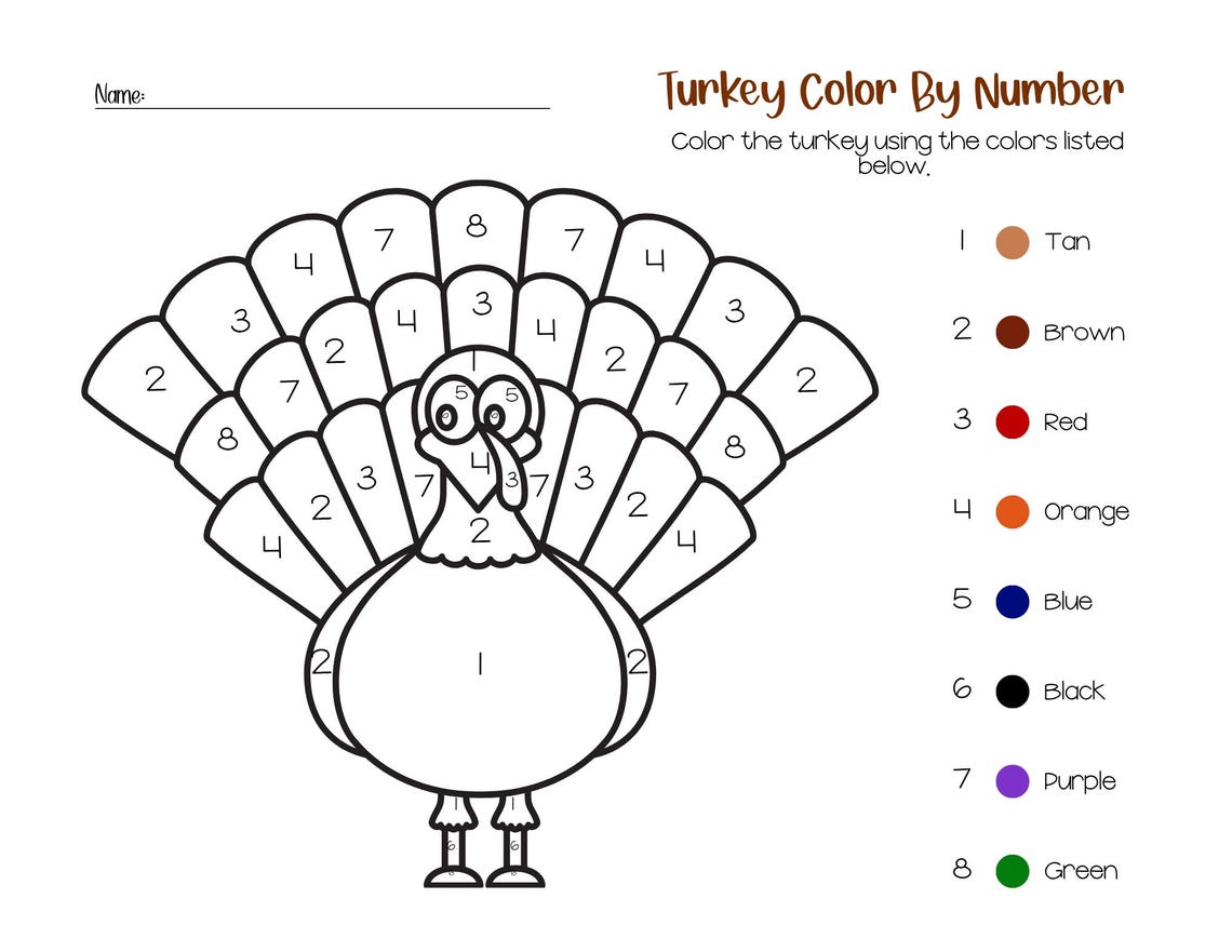 Thanksgiving Turkey Color by Number | Classroom Activity | Canva Pro ...