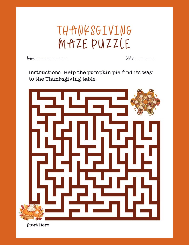 Thanksgiving Maze Puzzle Bundle | Printable Turkey & Pumpkin Games ...