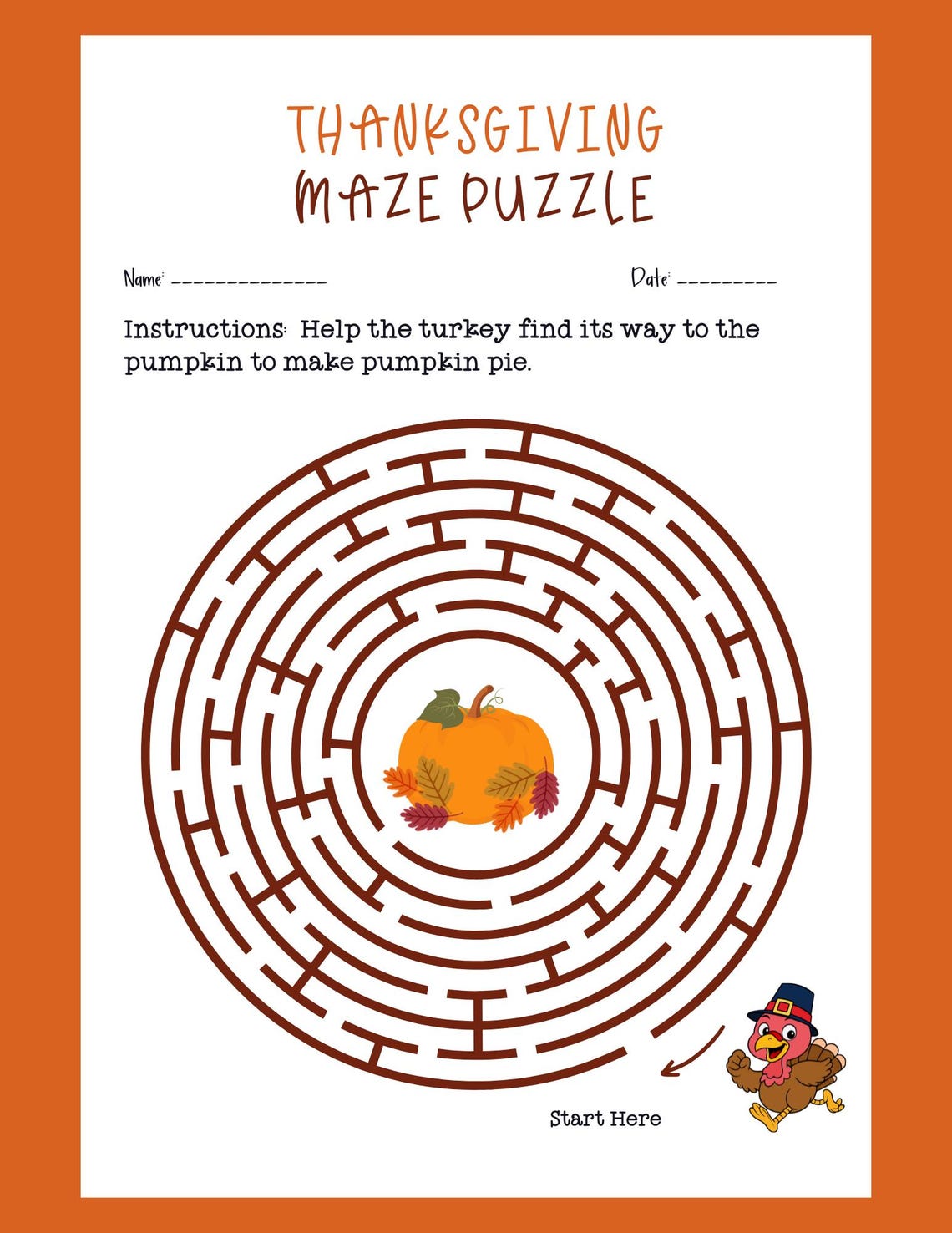 Thanksgiving Maze Puzzle Bundle | Printable Turkey & Pumpkin Games ...