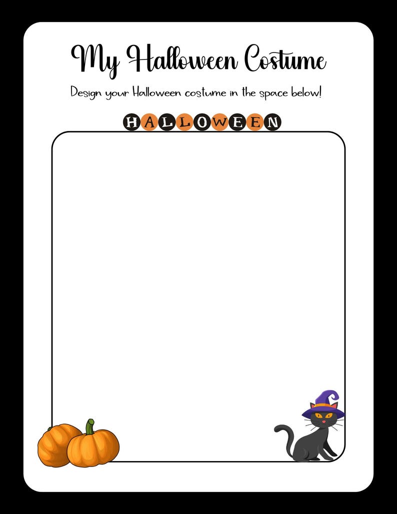 Halloween Costume Design Worksheet: Printable Kids Activity | Canva Pro ...